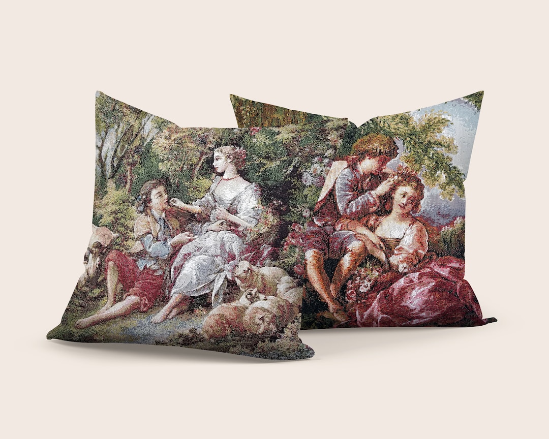 Vintage Garden Tapestry Pillow Cover, Medieval Gobelin Pillow Cases ...