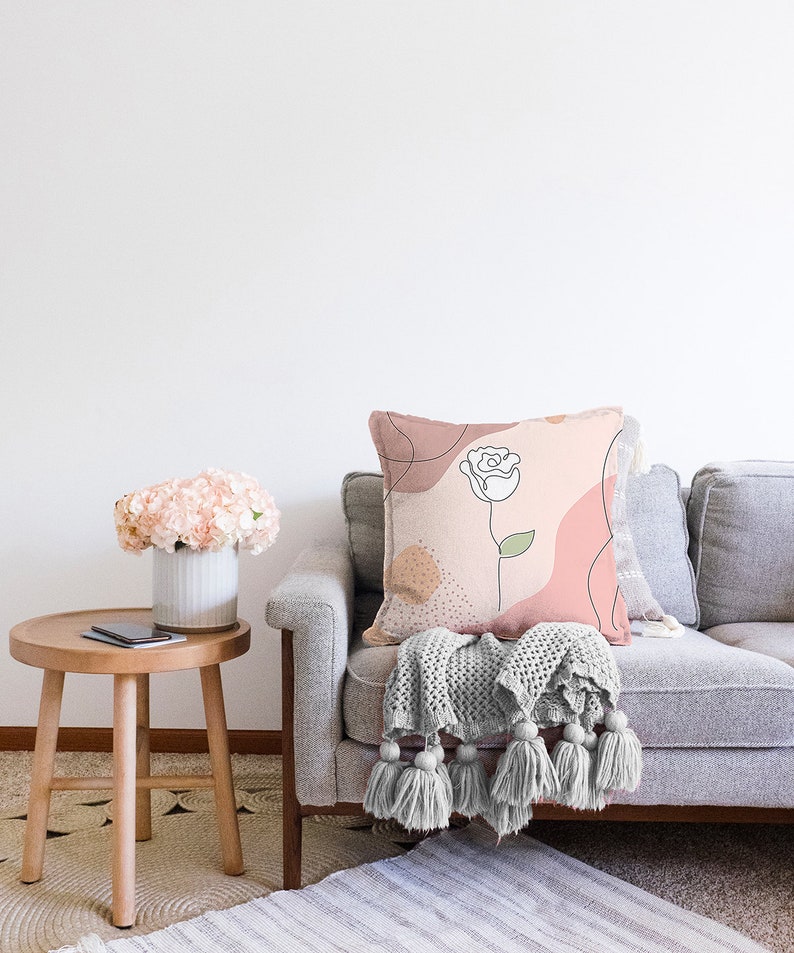 Abstract Line Art Pillow Cover, Woman Face Pattern Cushion Cover ...