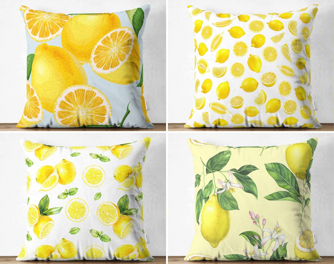 Lemon Fruit Pillowcases, Lemon Pattern Cushion Cover, Spring Pillow ...
