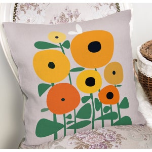 Abstract Pillow Cover, Colorful Trees Cushion Cover, Abstract Sunflower ...