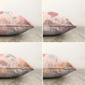 Abstract Line Art Pillow Cover, Woman Face Pattern Cushion Cover ...