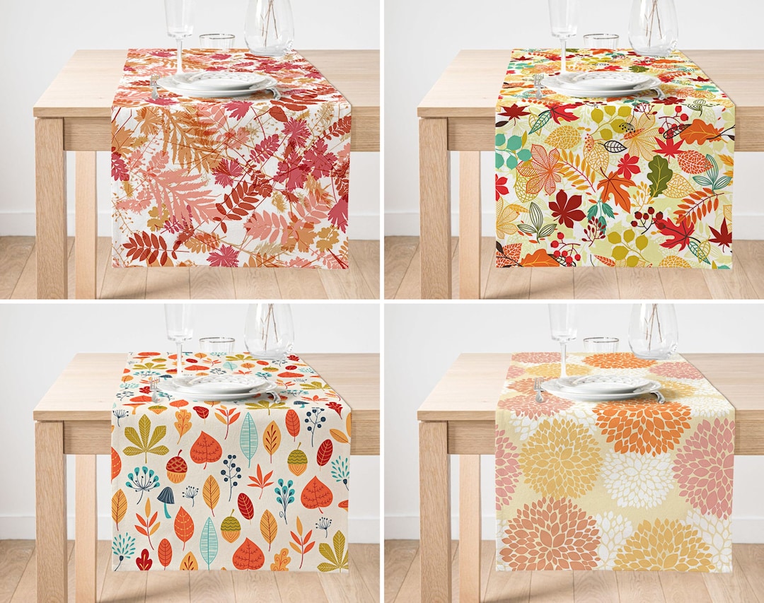 Autumn Leaves Table Runner, Stylish Leaf Pattern Table Runner, Fall ...