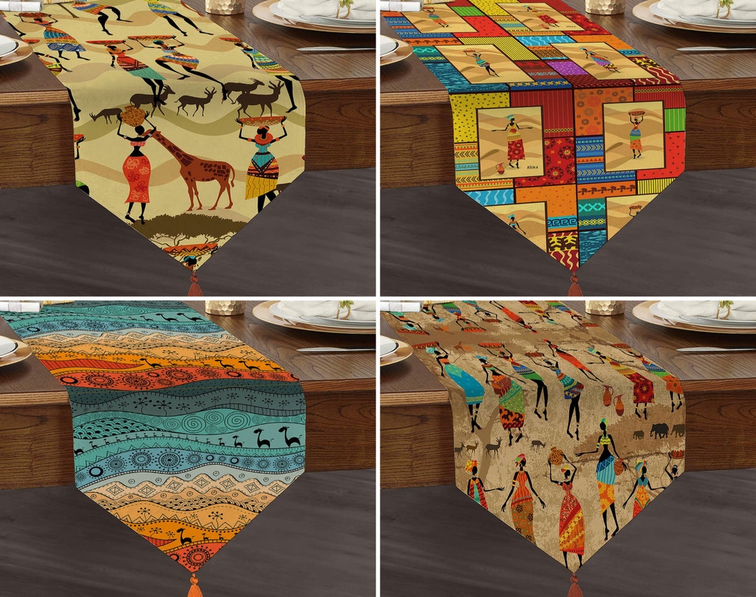 Tribal Table Runner, Ethnic Triangle Runner, Ethno Pattern Tribal ...