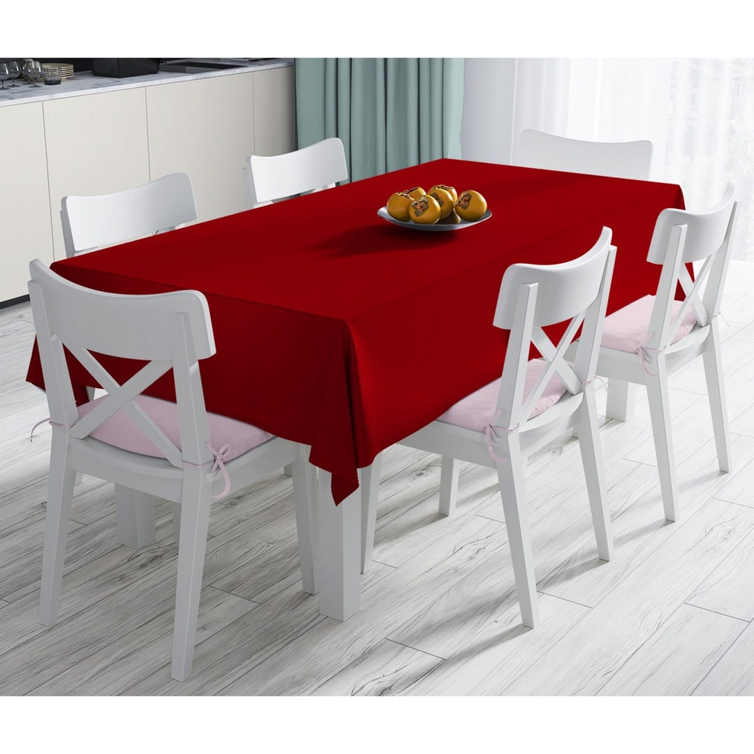 Red Christmas Tablecloth, Solid Color Dining Tablecloth, Red Holiday ...