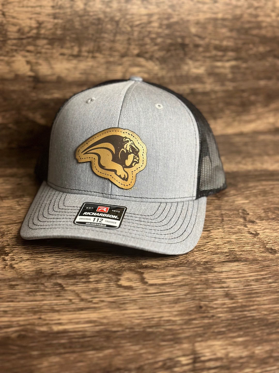 Local School Logo Outline Leather Patch Richardson 112 Hats Snapback ...