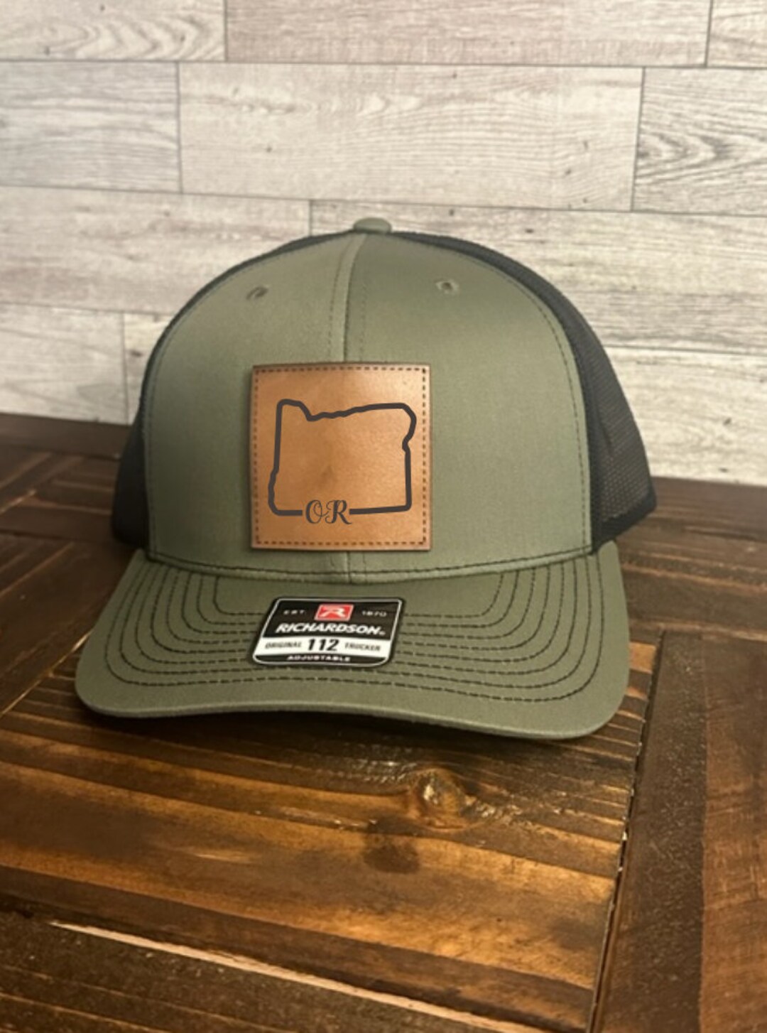Outline of State Leather Patch Hat Richardson 112 Trucker Hat ...