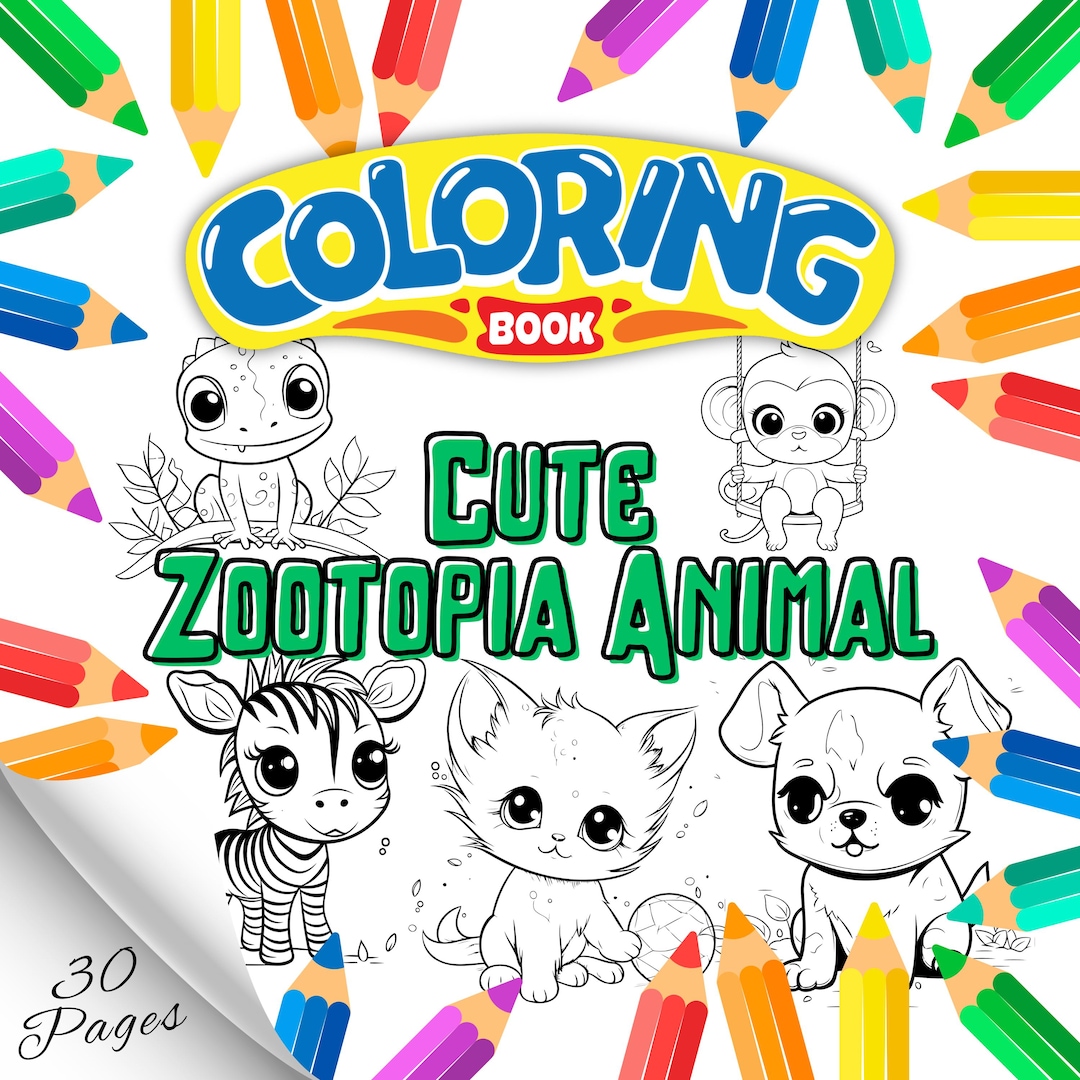 Cute Zootopia Animal Coloring Pages Instant Dowload Kids Activity - Etsy