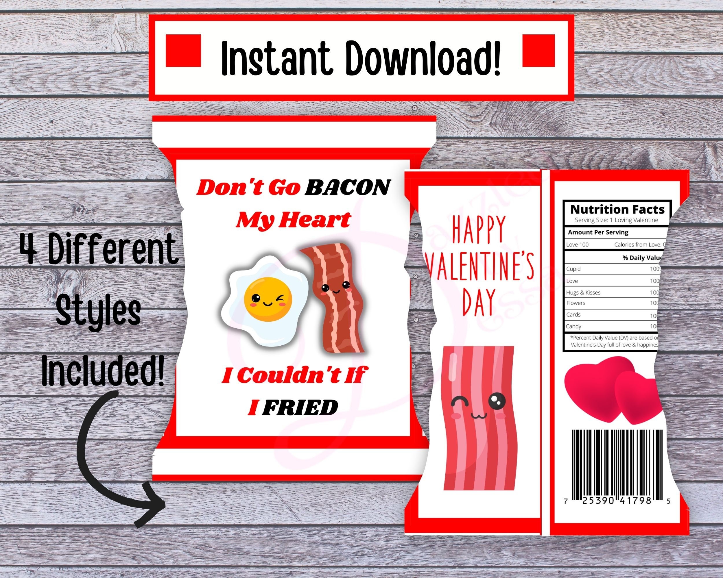 Valentine's Day Chip Bag, Valentines Day Printable, Printable Chip Bags ...