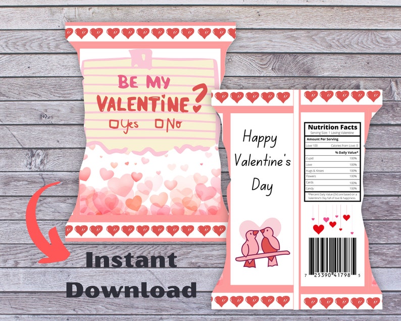 Valentines Day Chip Bag, Valentines Printable, Printable Chip Bags ...