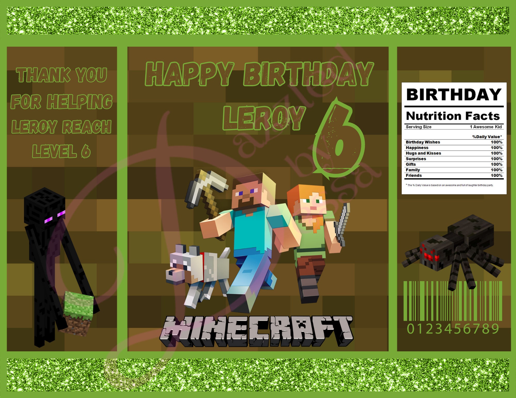 Minecraft Chip Bag Editable Chip Bag Digital Chip Bag Gamer Birthday ...