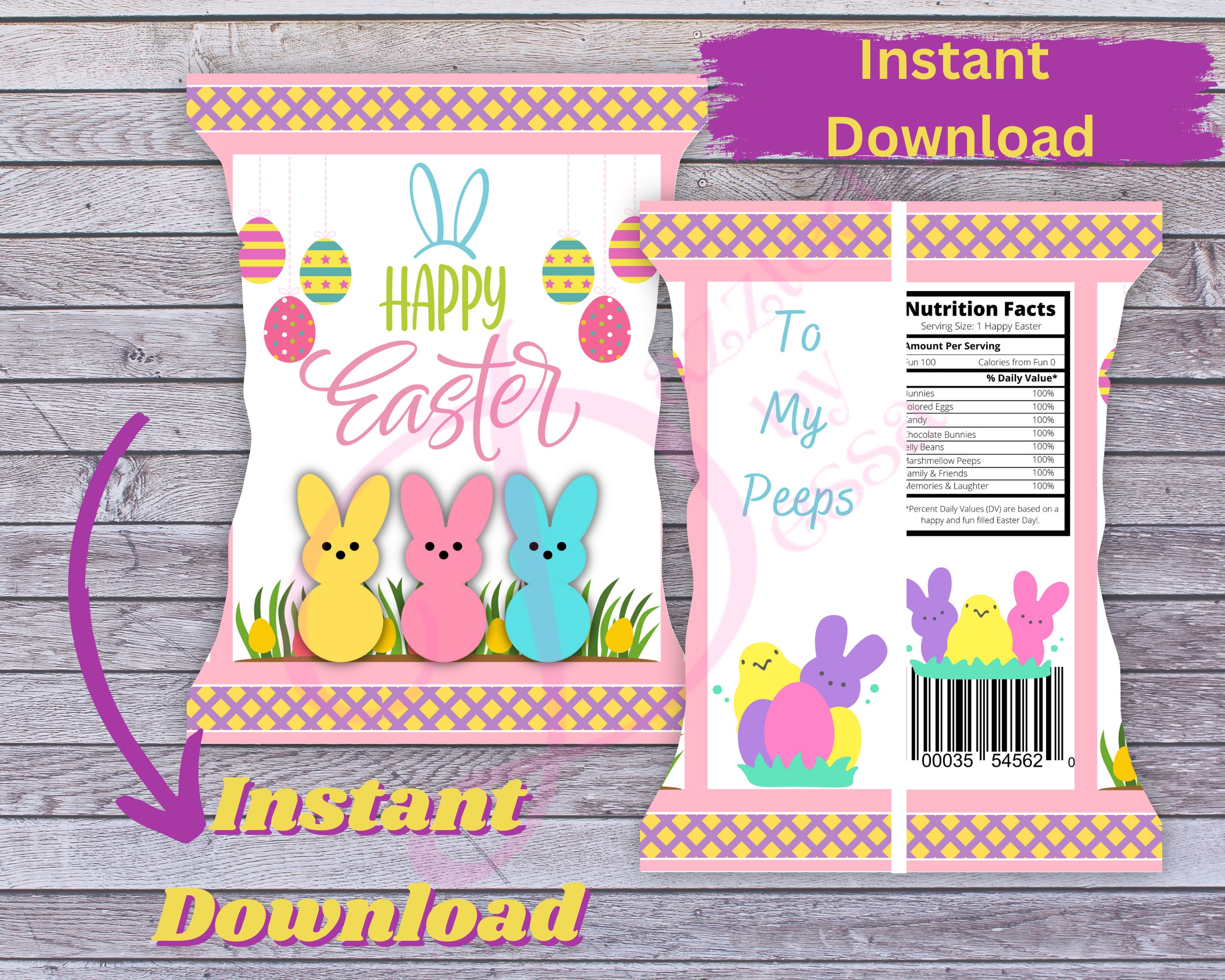 Easter Basket Stuffer | Printable Easter Chip Bag | Digital Easter Chip ...