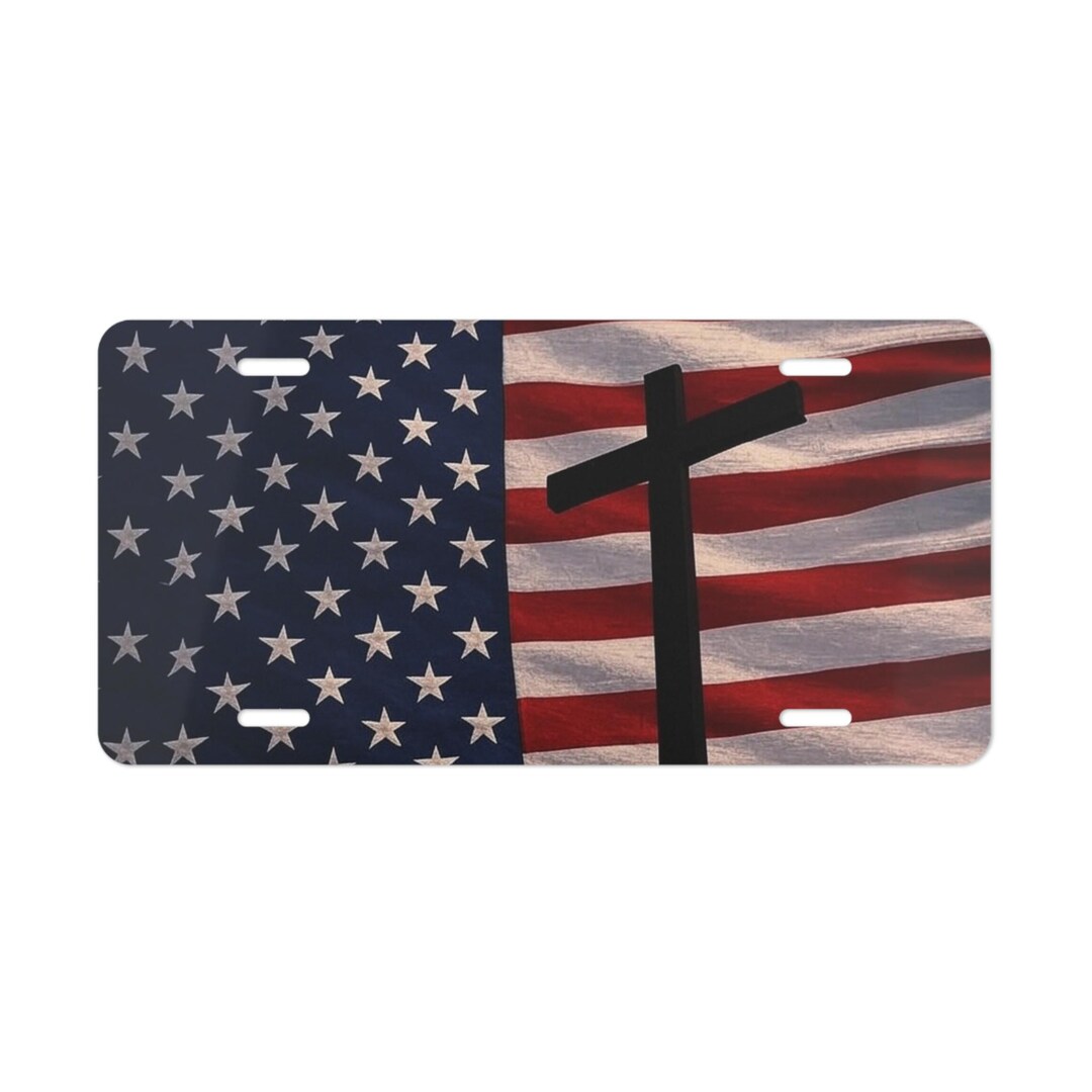 American Flag License Plate With Cross, Patriotic Car Tag - Etsy