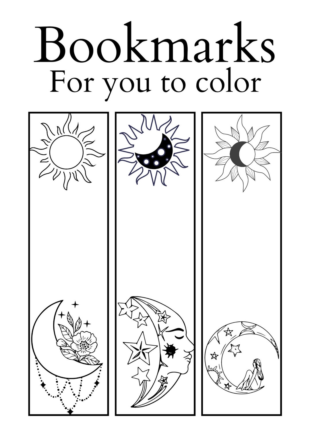 Printable Bookmarks for Coloring In. Reading Bookmarks. Color - Etsy ...