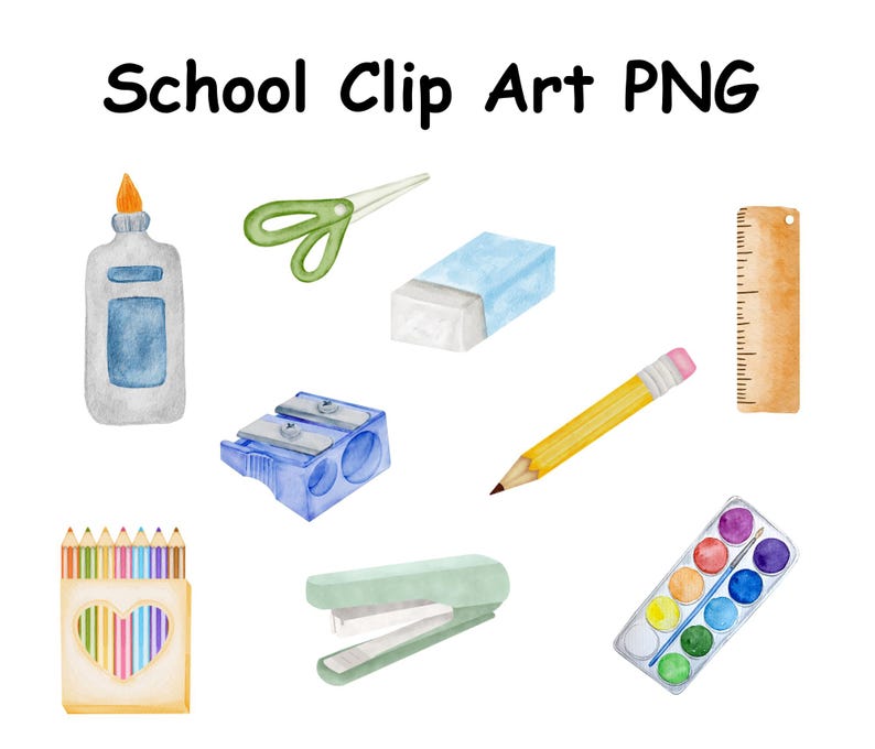 Teacher PNG, Teacher Clipart, School PNG, Printable Watercolor School ...