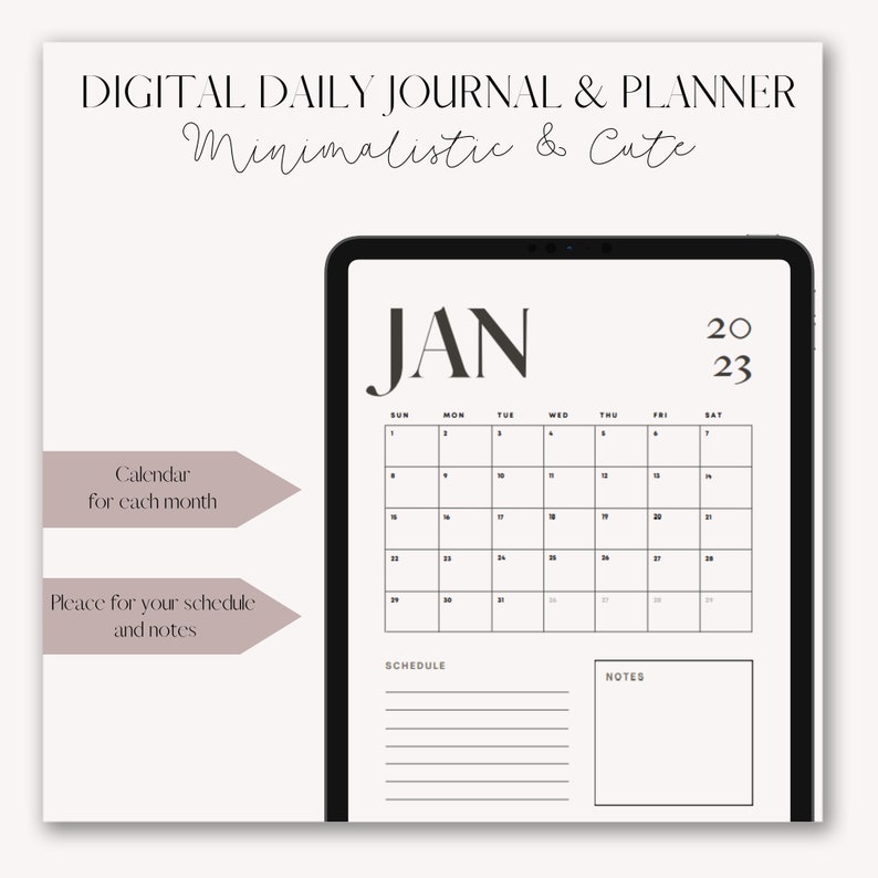 2023 Minimal Cute Digital Journal Planner | Goodnotes, Notability Etc ...