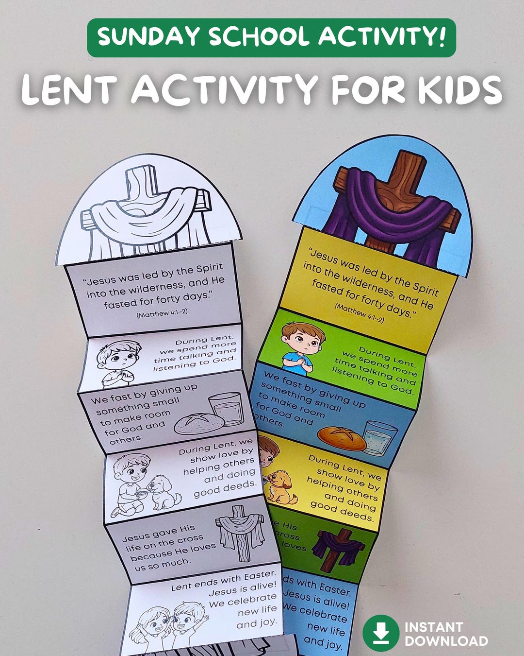 Lent Bible Verse Folding Surprise Craft, Printable Activity for Kids ...