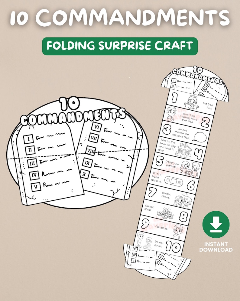 Bible Folding Surprise Craft, Christian Activity for Kids, 10 ...
