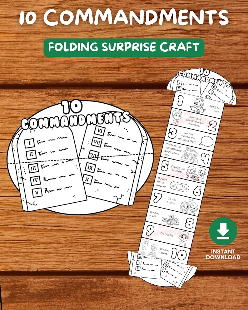 Ten Commandments Folding Surprise Craft, Obedience Bible Lesson for ...