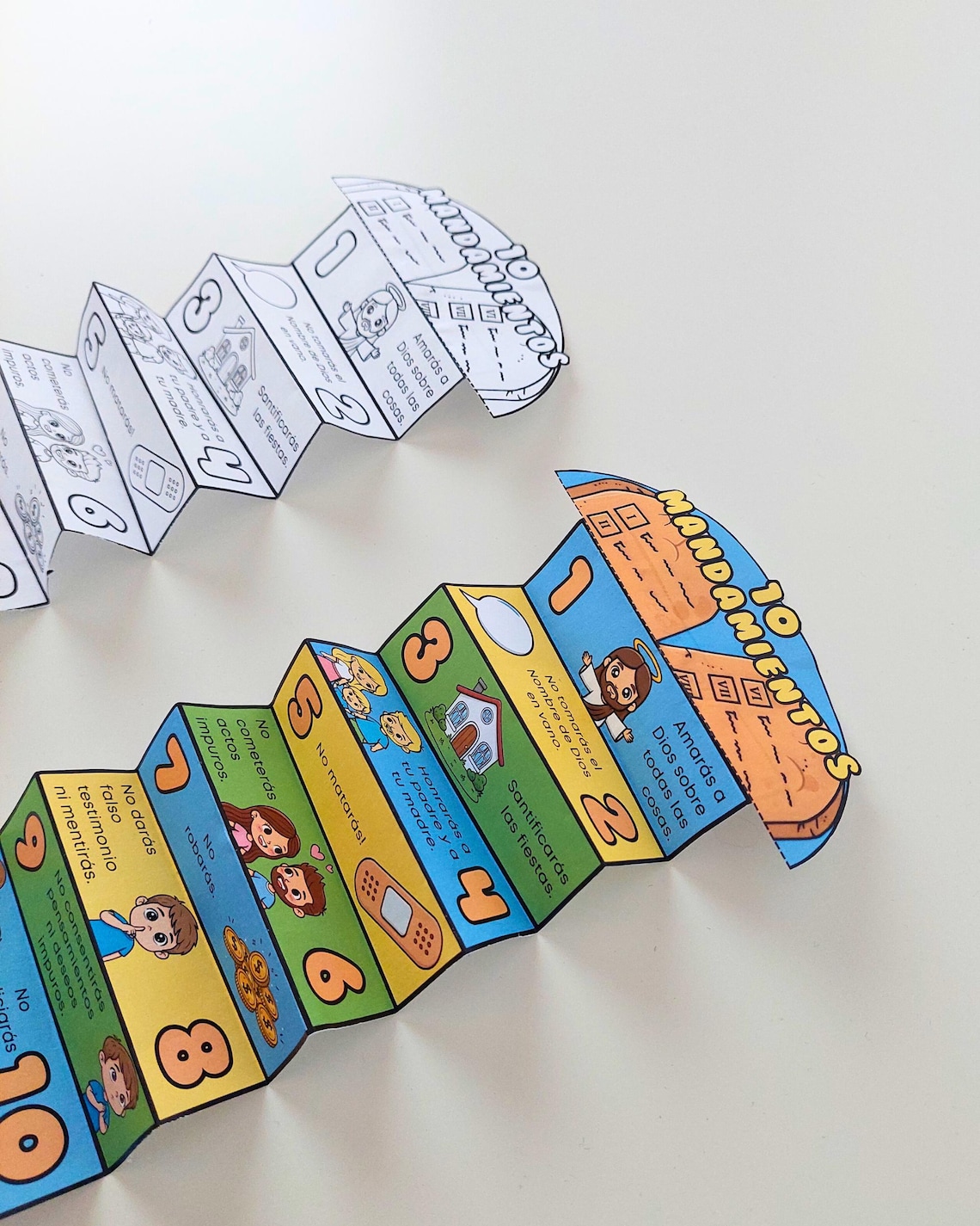 Ten Commandments Folding Surprise Craft IN SPANISH, Obedience Bible ...