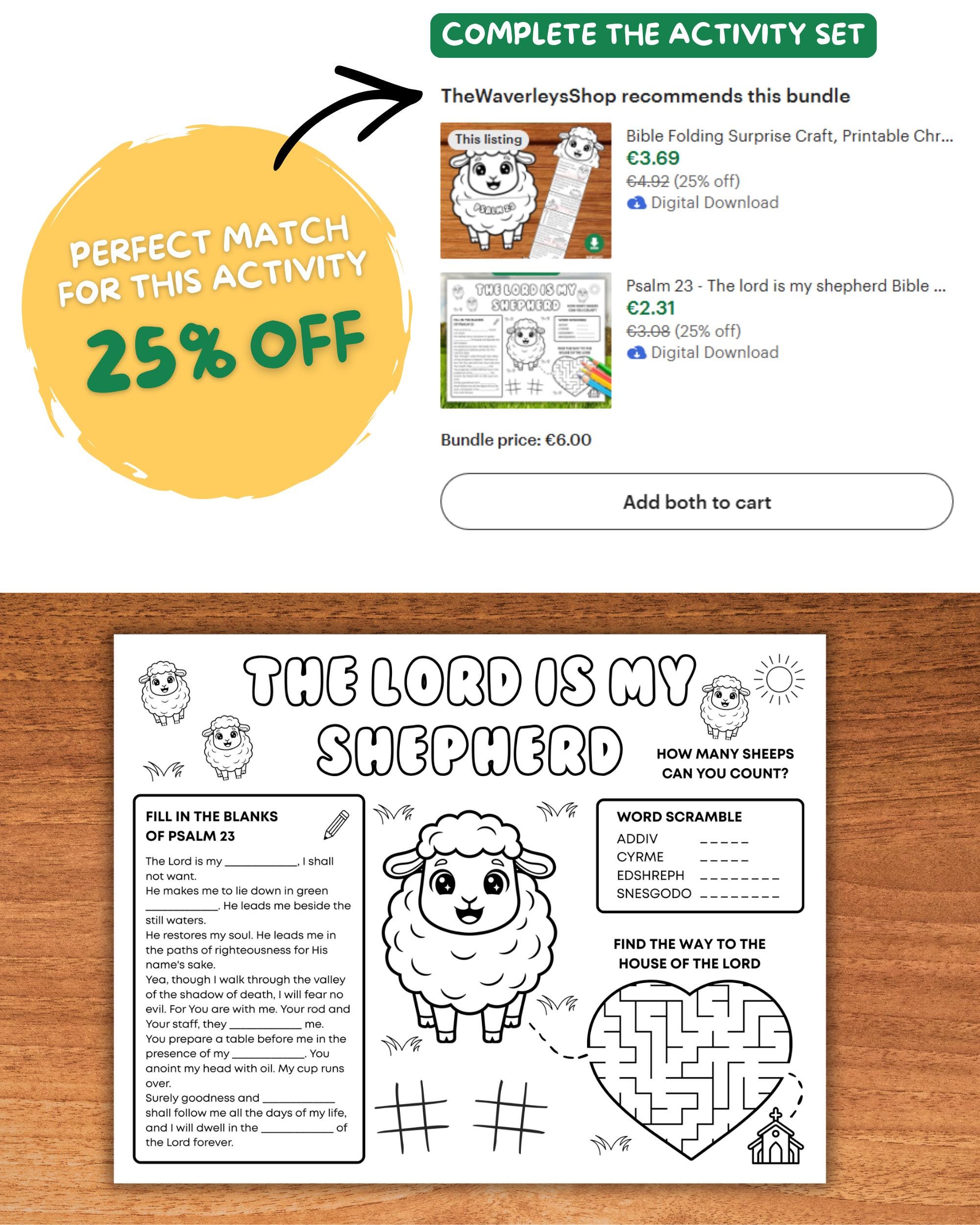 Bible Folding Surprise Craft, Printable Christian Sheep Activity for ...