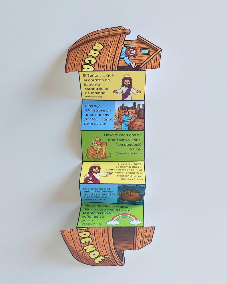 Noah's Ark Bible Folding Surprise Craft IN SPANISH, Printable PDF ...