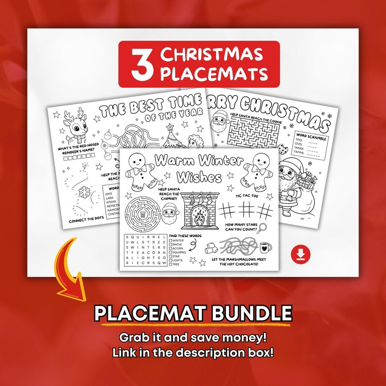 Christmas Placemat Printable for Kids | Winter Classroom Activity With ...
