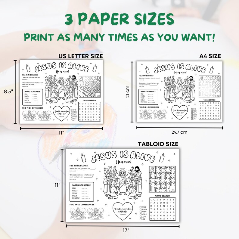 He is Alive Activity Mat for Kids, He is Risen Printable Sheet, Sunday ...