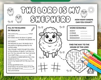 Psalm 23 - the Lord is My Shepherd Bible Activity Placemat, Sunday ...