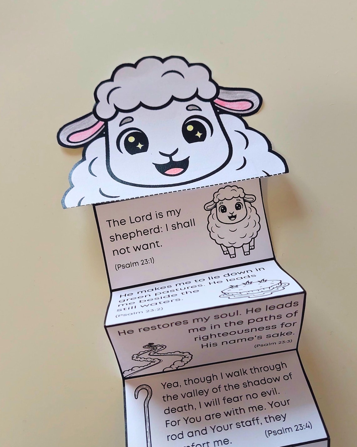 Psalm 23 Bible Folding Surprise Craft, Printable Christian Sheep ...