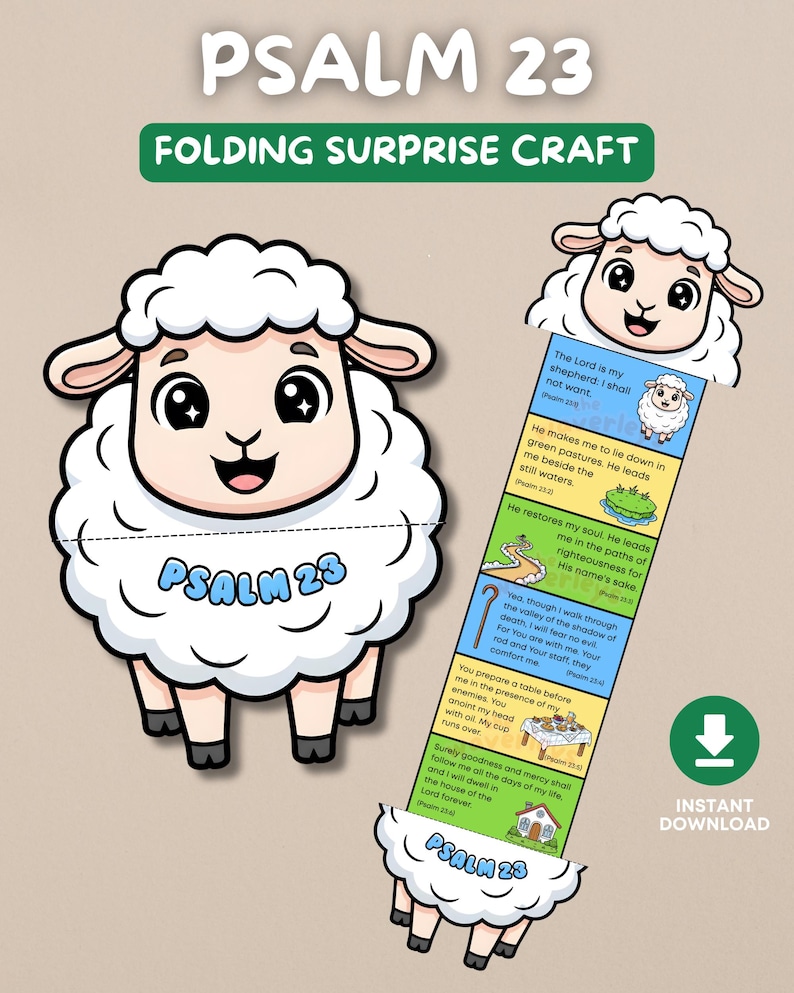 Psalm 23 Folding Surprise Craft, the Lord is My Shepherd Bible Activity ...