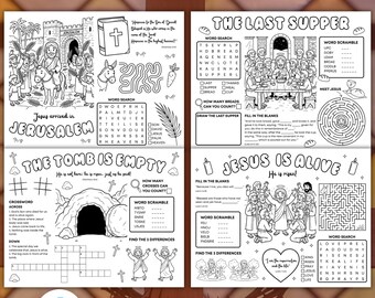 Easter Printable Placemat Bundle for Kids | Spring Activity Worksheets ...