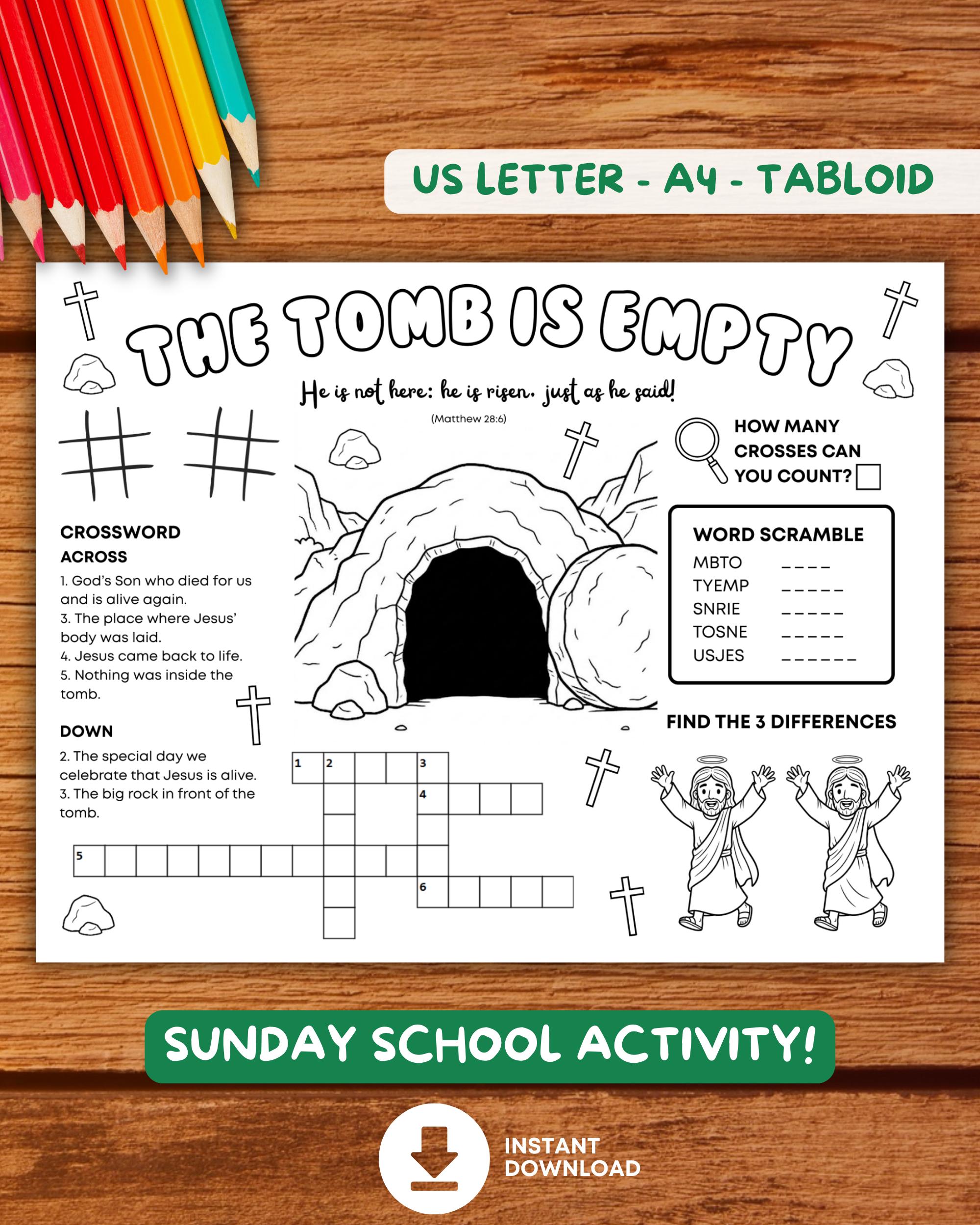 He is Risen - Matthew 28:6 VBS Printable, Easter Story Kids Activity ...