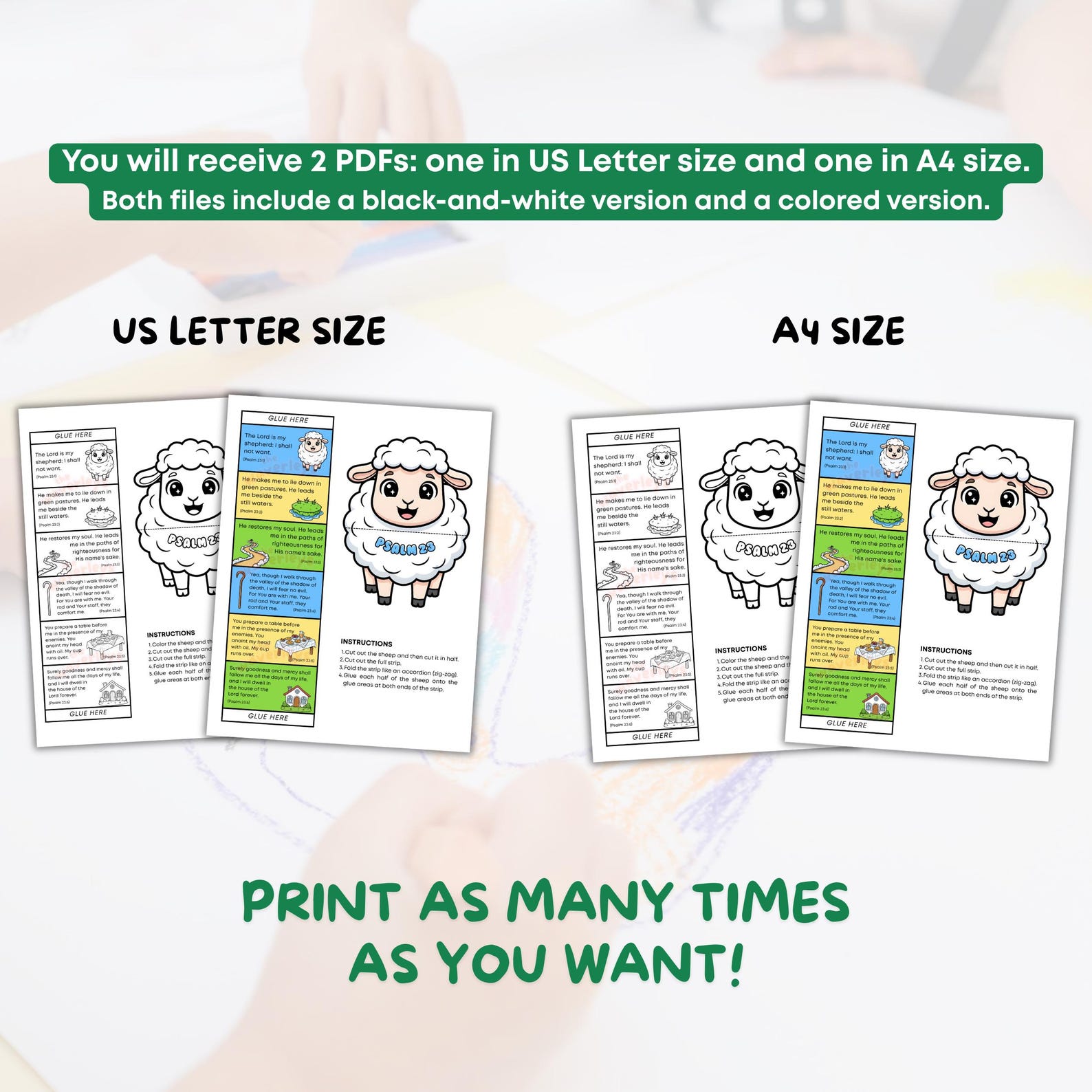Psalm 23 Bible Folding Surprise Craft, Printable Christian Sheep ...