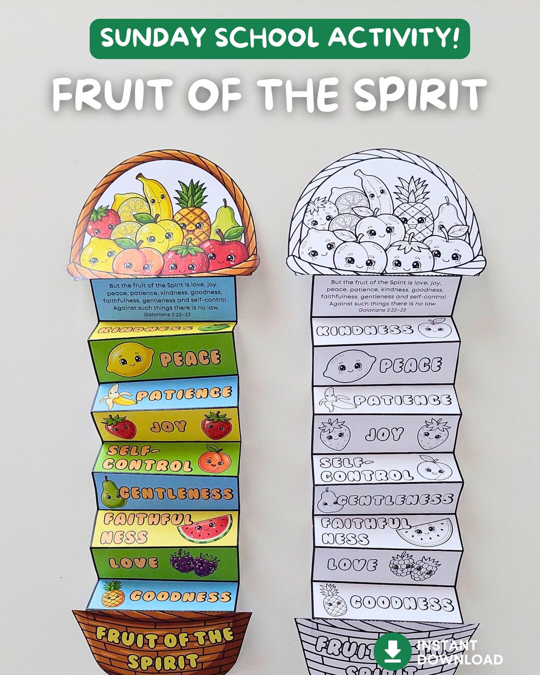 Fruit of the Spirit Bible Verse Folding Surprise Craft, Printable ...