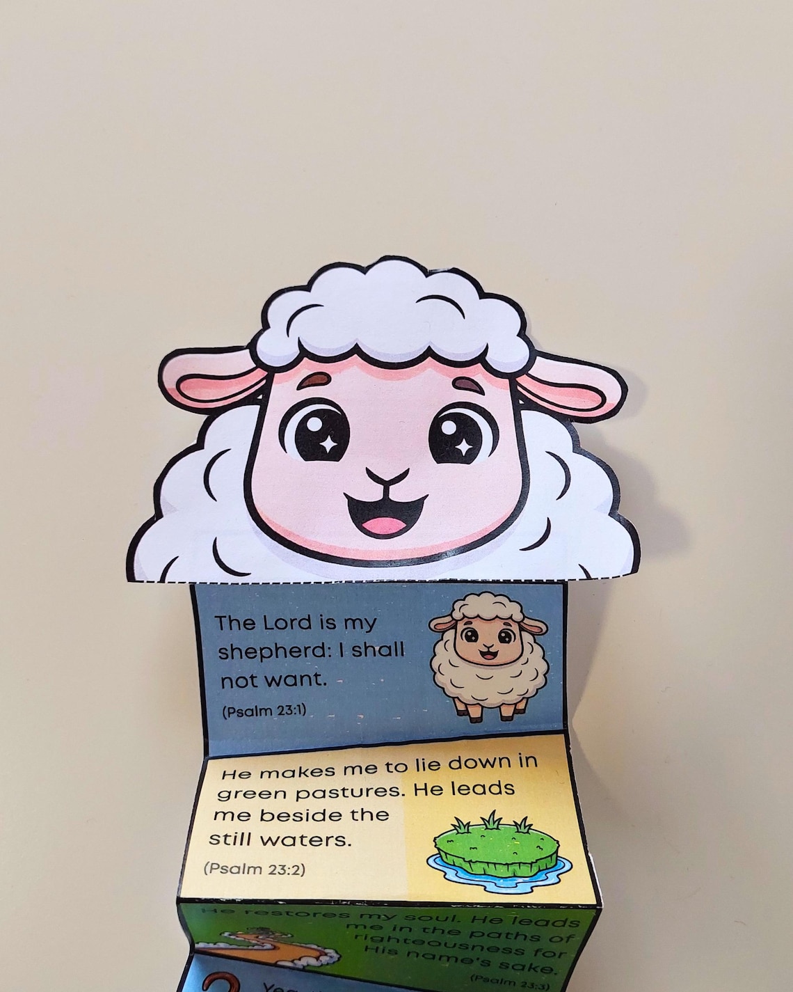 Psalm 23 Bible Folding Surprise Craft, Printable Christian Sheep ...