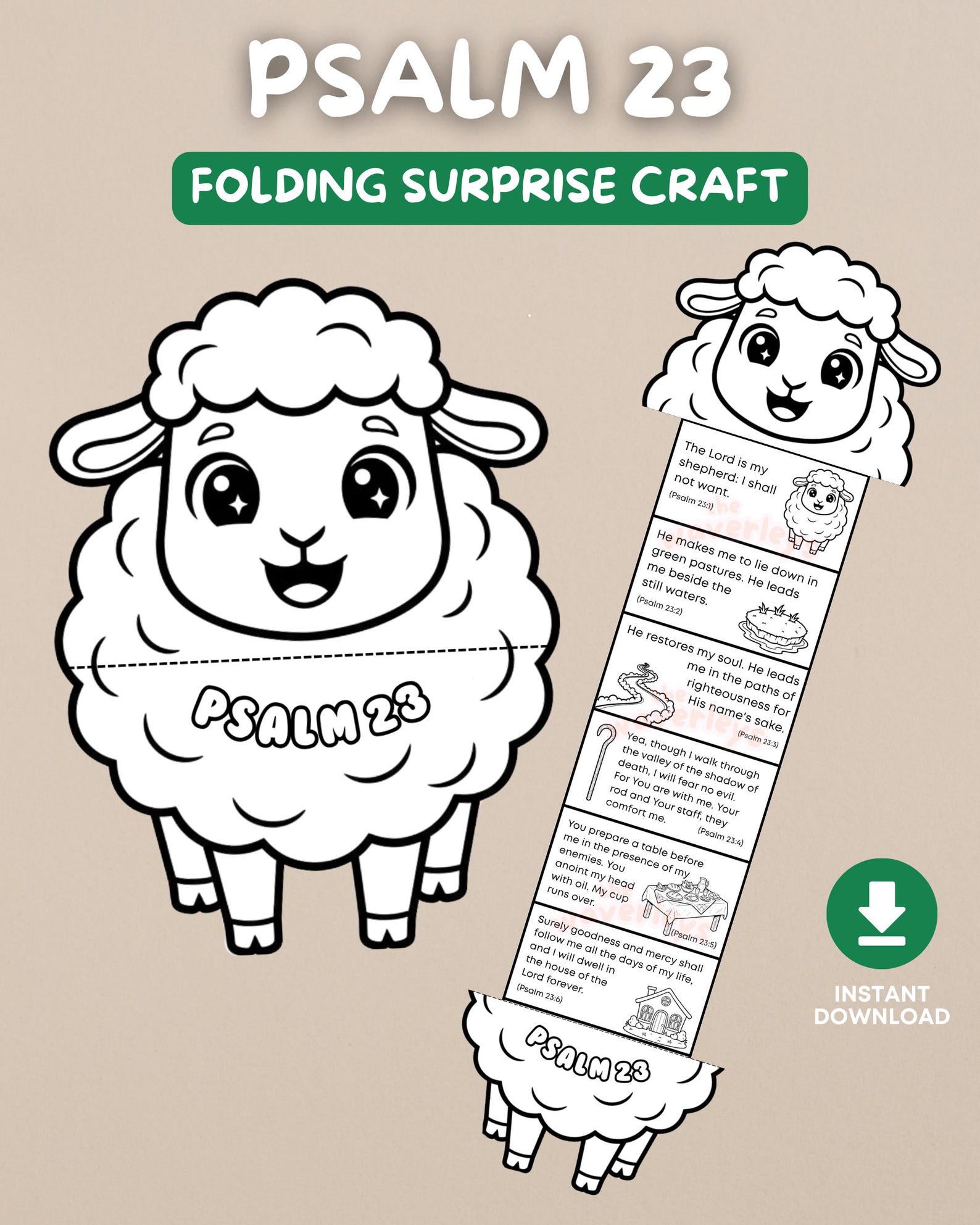 Psalm 23 Folding Surprise Craft, the Lord is My Shepherd Bible Activity ...