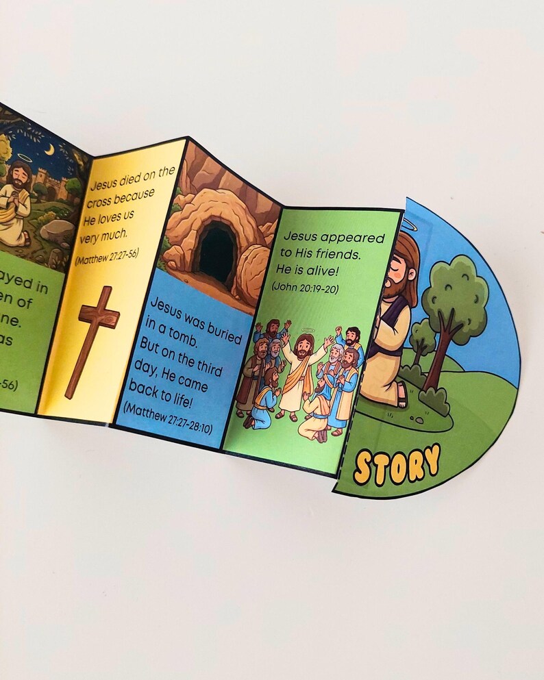 Easter Story Craft for Church Kids Printable, Christian Folding Craft ...