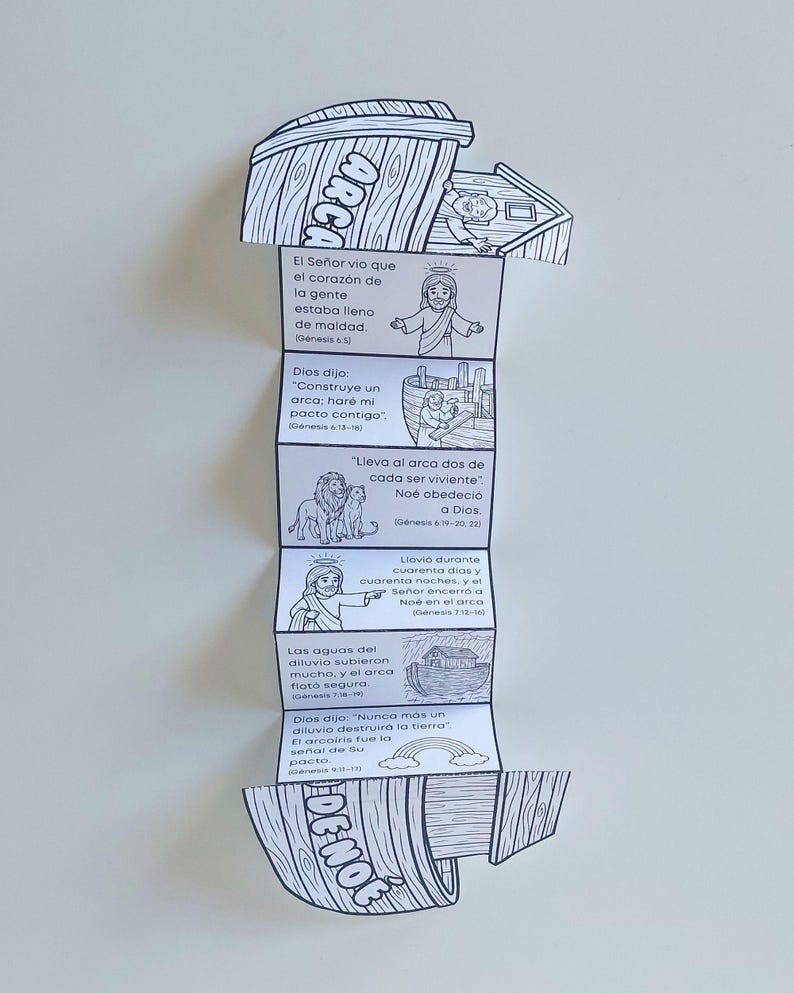 Noah's Ark Bible Folding Surprise Craft IN SPANISH, Printable PDF ...