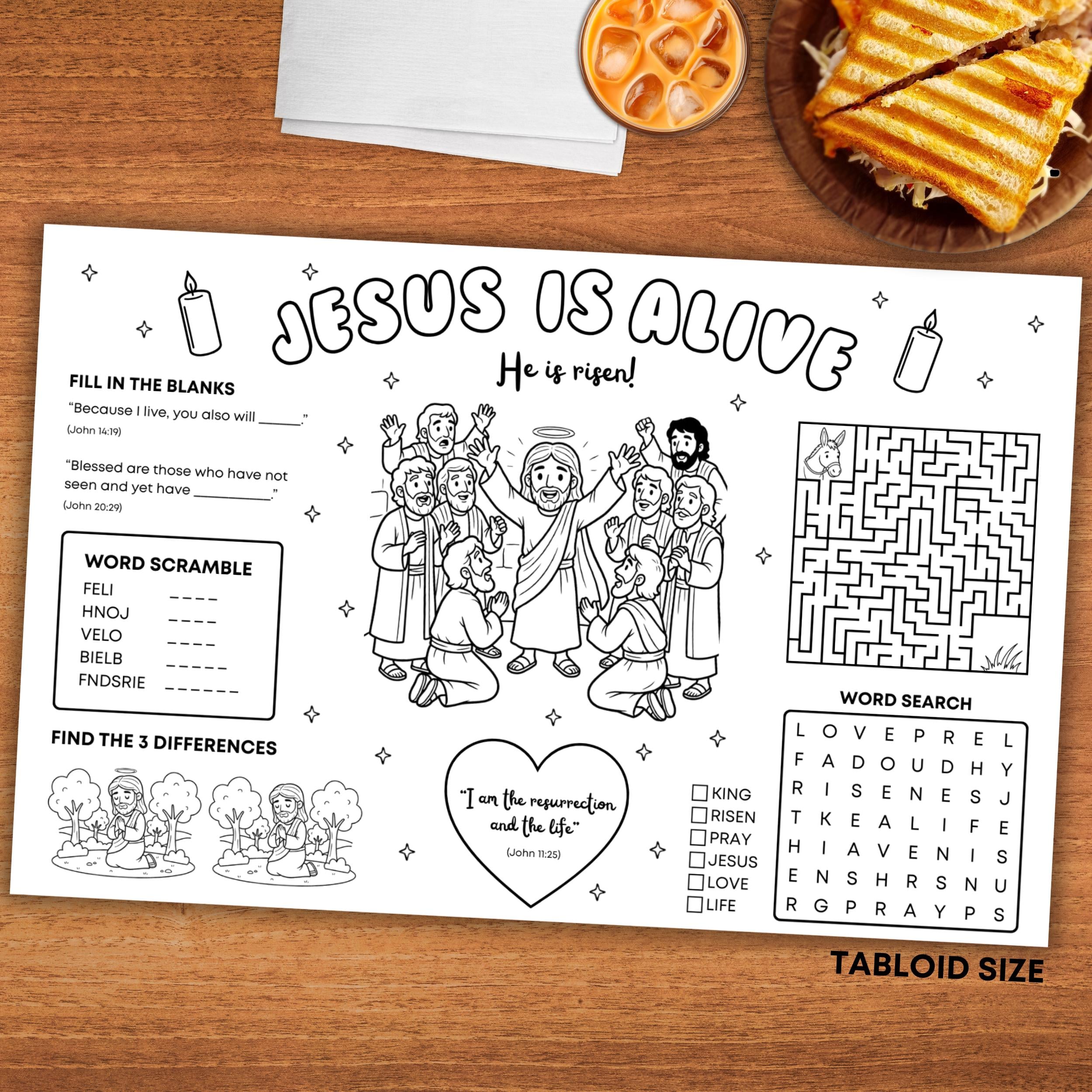 He is Alive Activity Mat for Kids, He is Risen Printable Sheet, Sunday ...