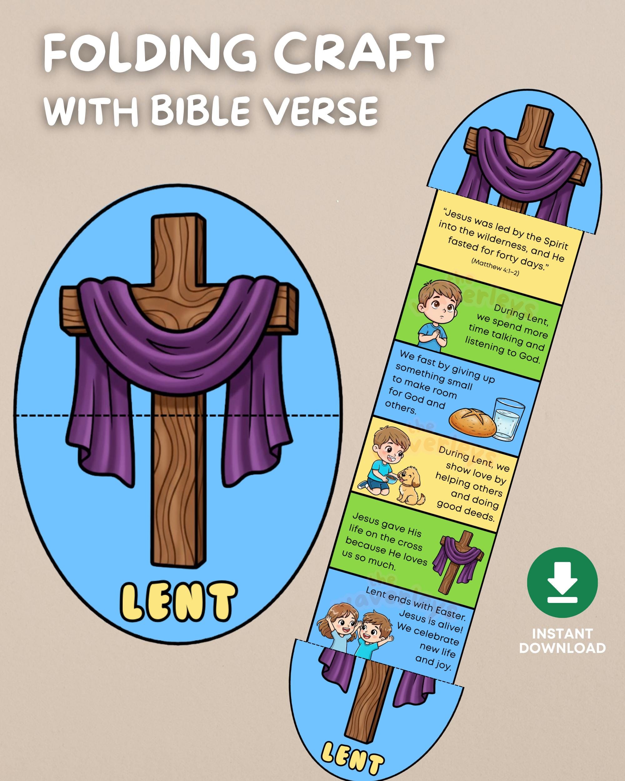 Lent Bible Verse Folding Surprise Craft, Printable Activity for Kids ...