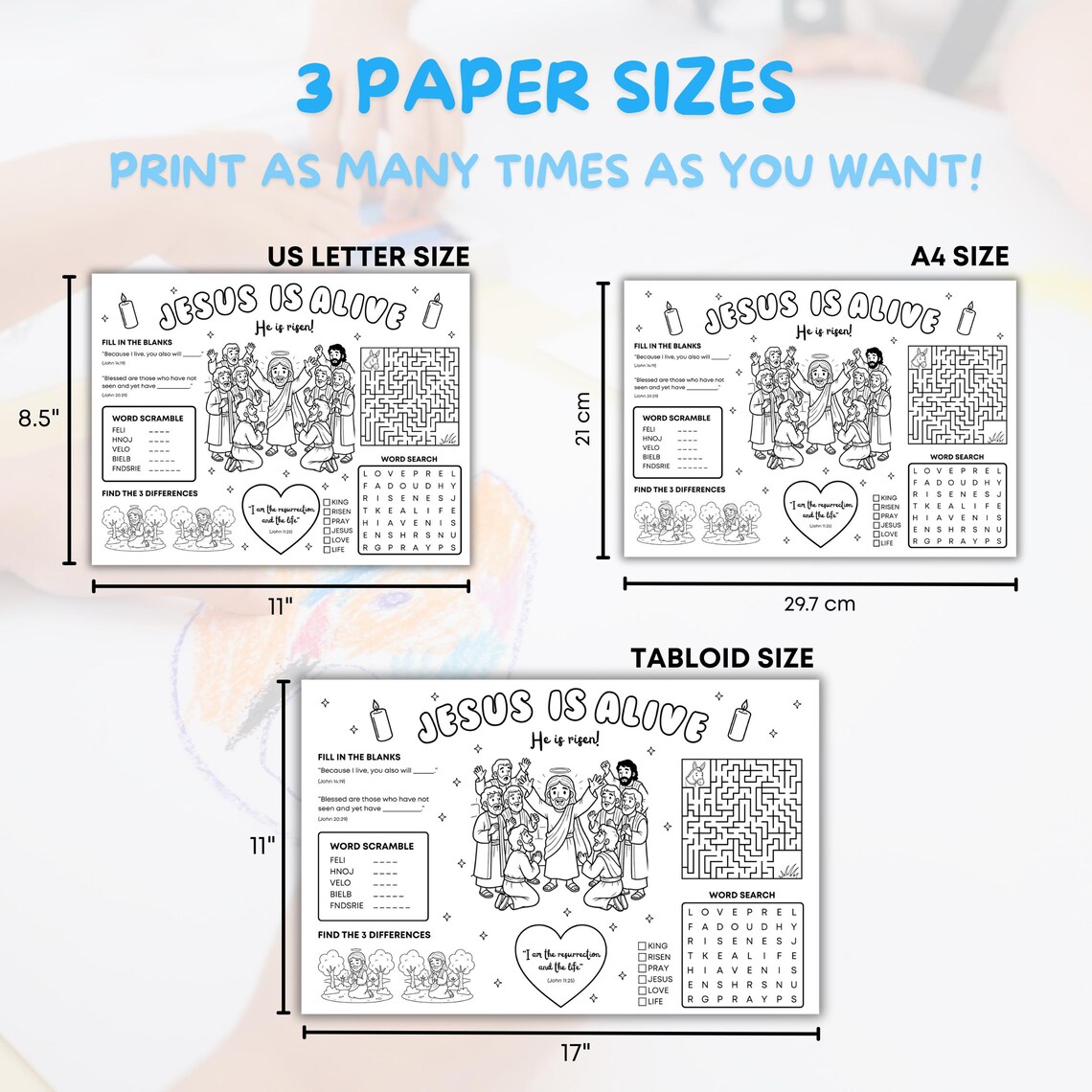 Easter Printable Placemat Bundle for Kids | Spring Activity Worksheets ...