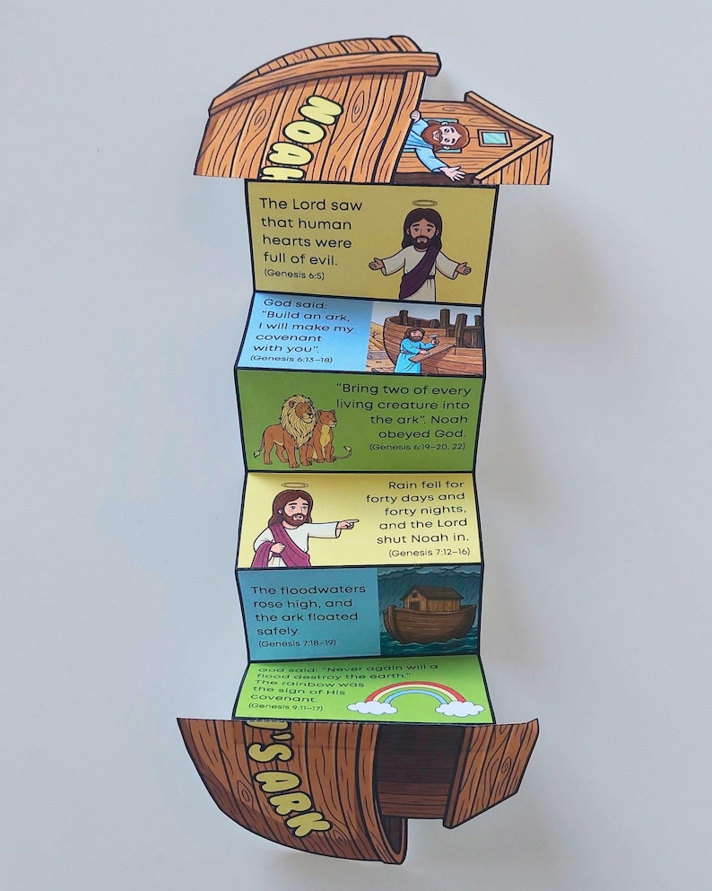 Noah's Ark Bible Folding Surprise Craft, Printable PDF Christian ...