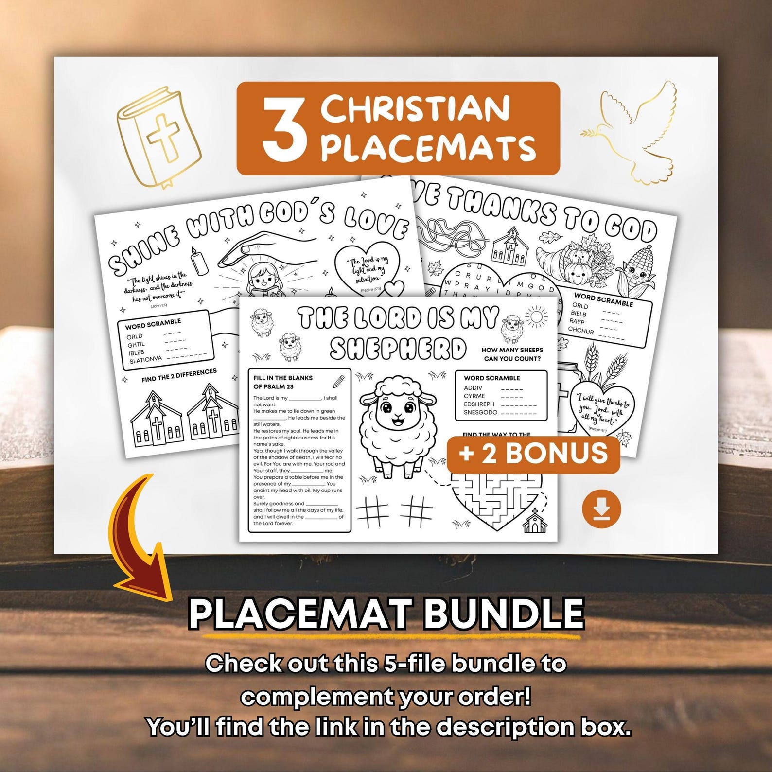 Fruit of the Spirit Activity Placemat, Sunday School Coloring Printable ...