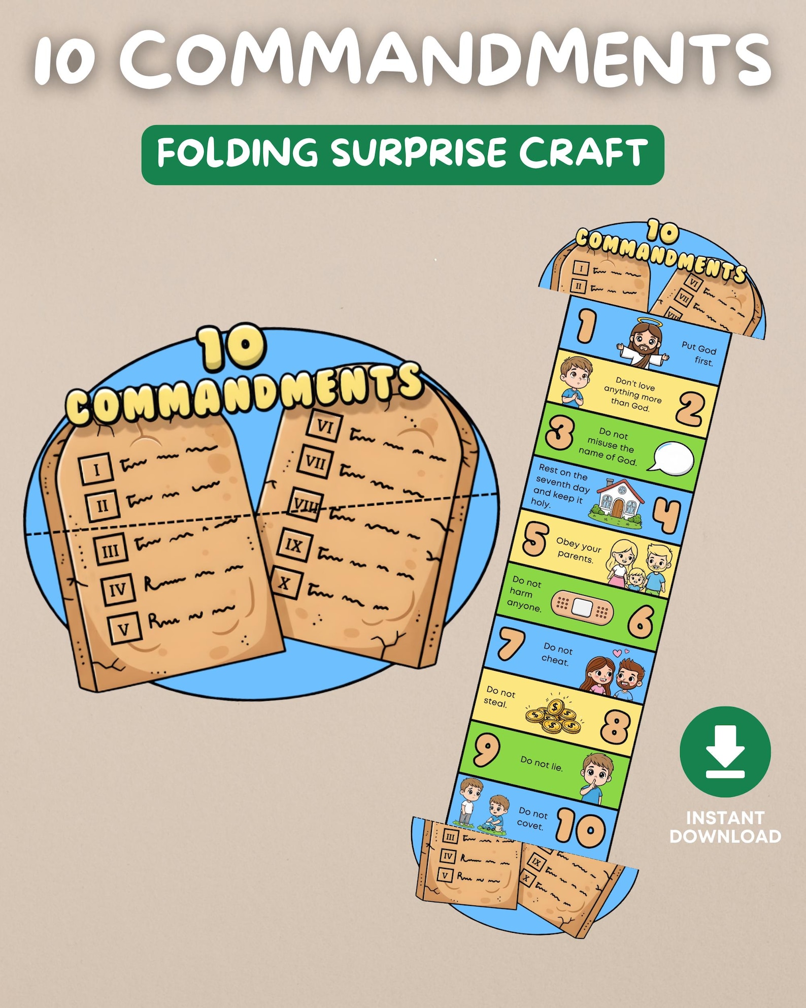 Bible Folding Surprise Craft, Christian Activity for Kids, 10 ...