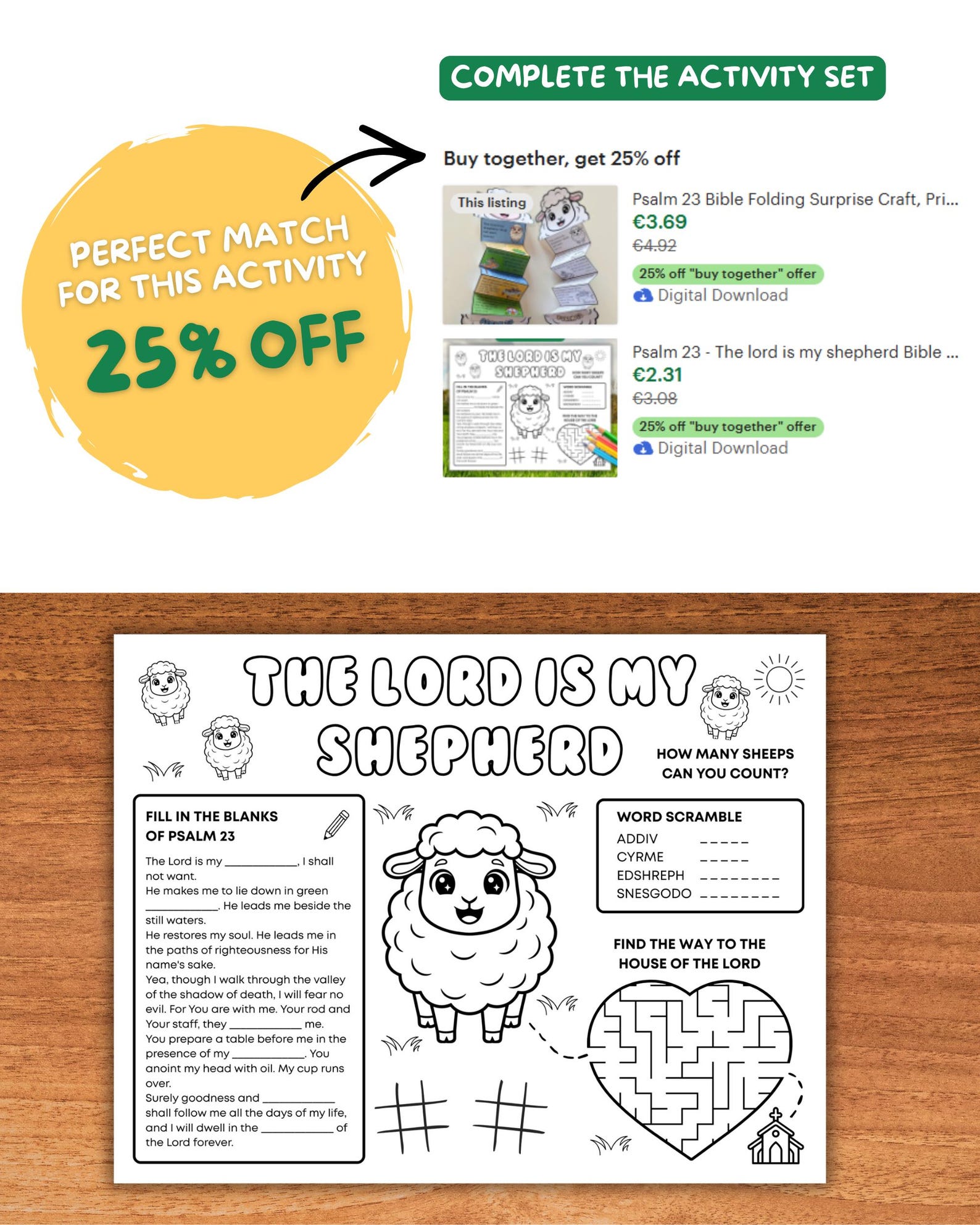 Psalm 23 Bible Folding Surprise Craft, Printable Christian Sheep ...