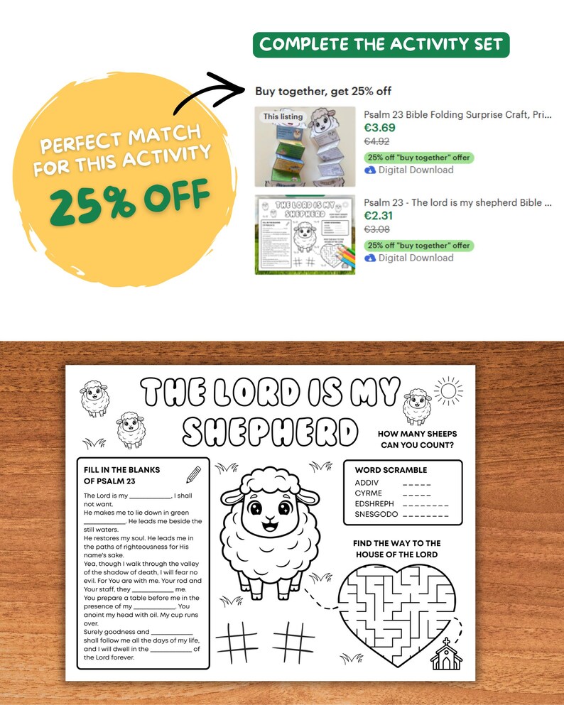 Psalm 23 Bible Folding Surprise Craft, Printable Christian Sheep ...