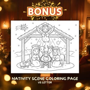 Happy Birthday Jesus Placemat + Nativity Scene Coloring Page, Sunday ...