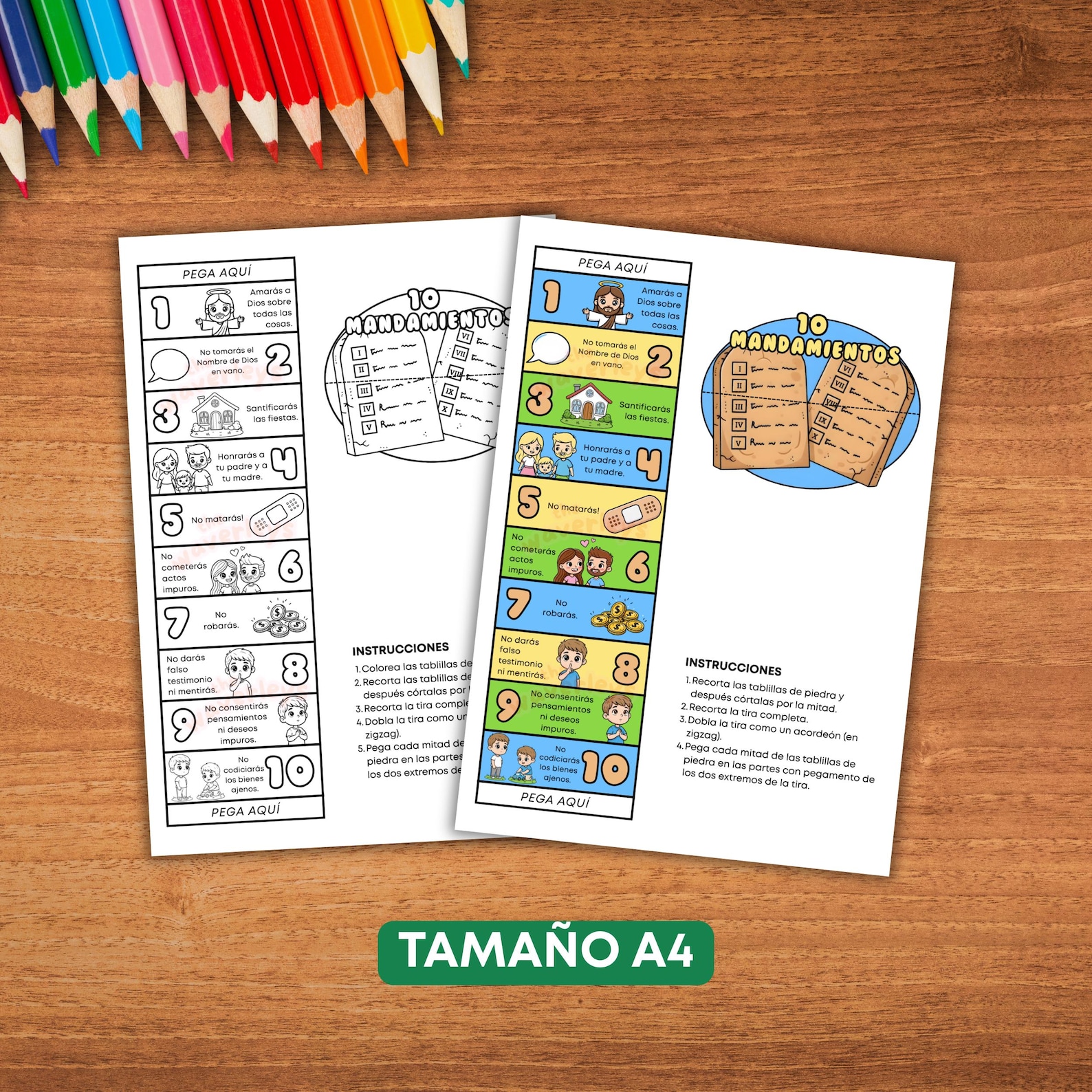 Ten Commandments Folding Surprise Craft IN SPANISH, Obedience Bible ...