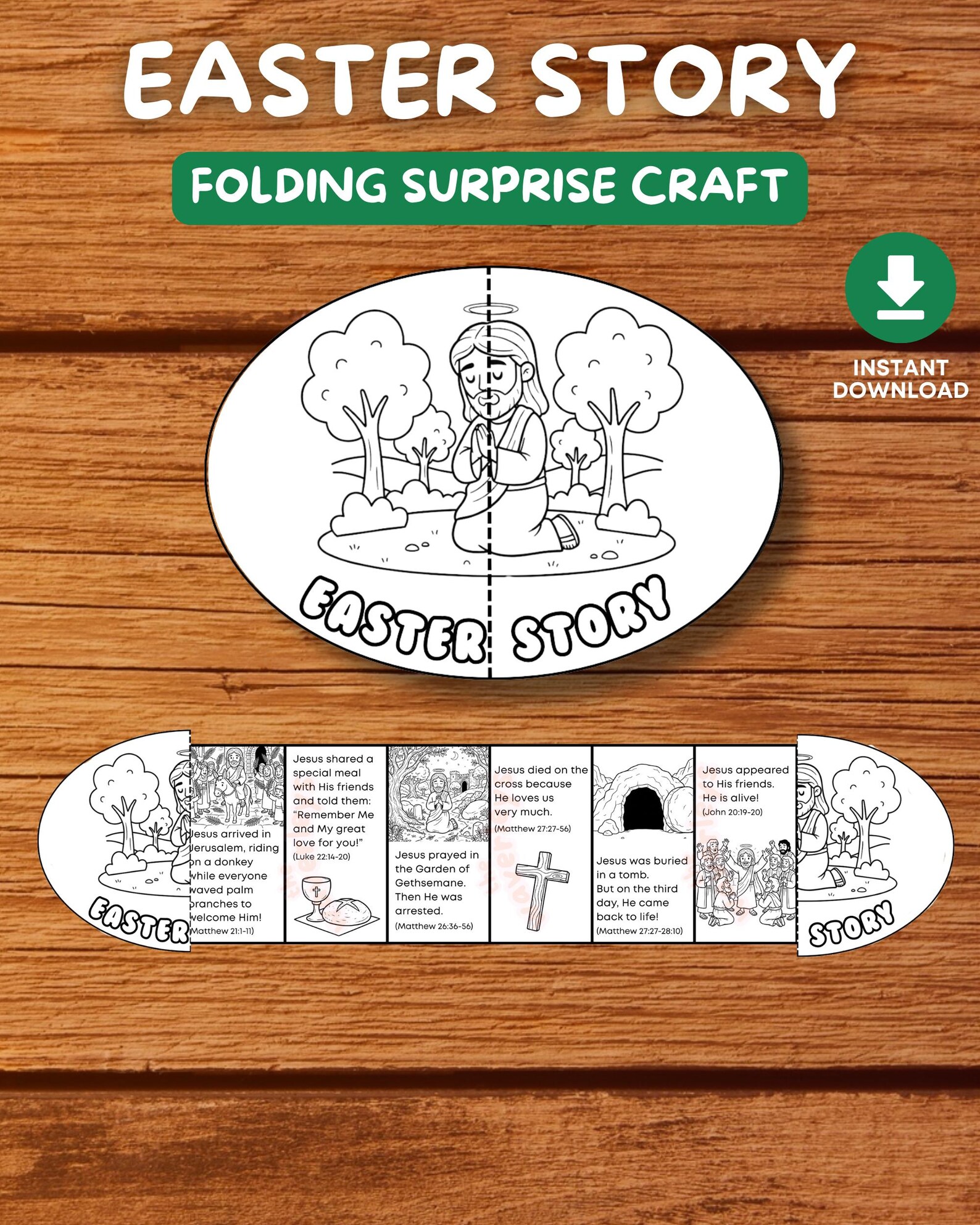Easter Story Craft for Church Kids Printable, Christian Folding Craft ...