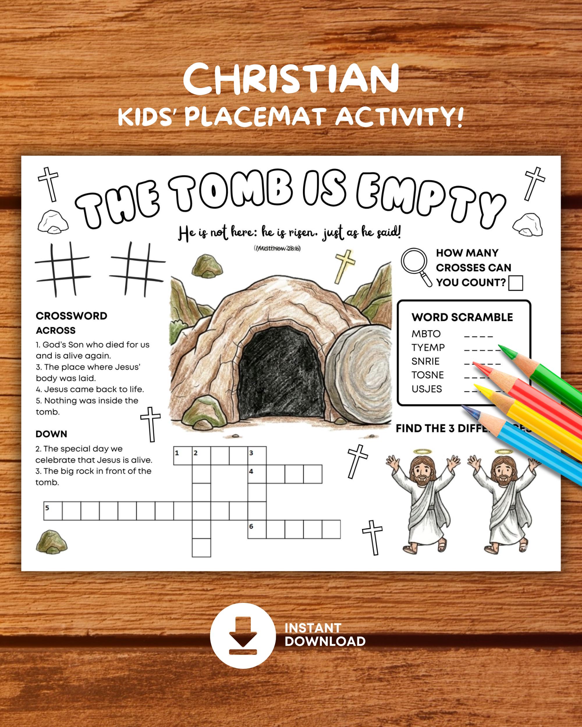 He is Risen - Matthew 28:6 VBS Printable, Easter Story Kids Activity ...